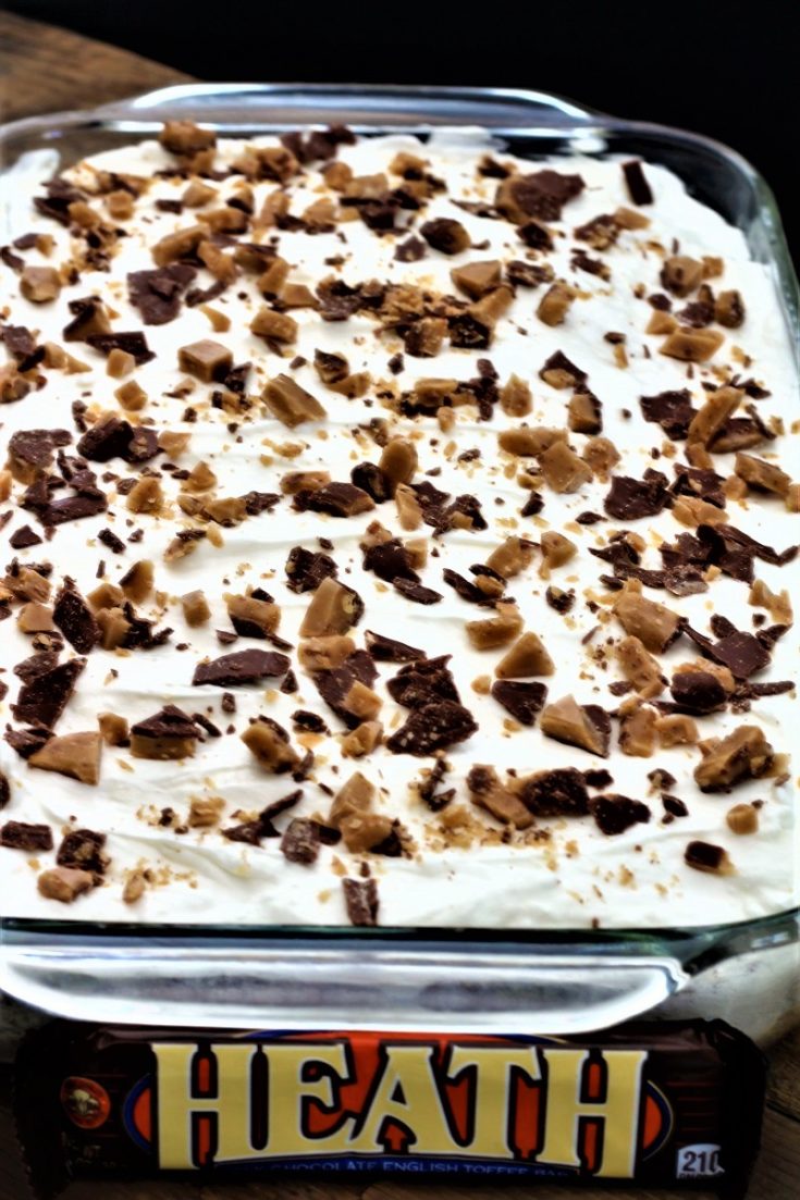 Skor Candy Bar Cake - My Recipe Treasures