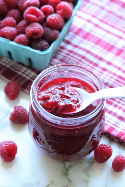 Three Ingredient Raspberry Jam - My Recipe Treasures